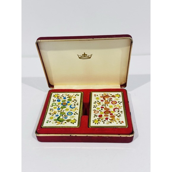 Games | Vintage Stancraft Playing Cards In Red Box W Velvet Lining ...